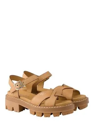 Prada Leather Sandals - Brown