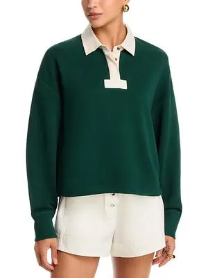 Rag & Bone Vintage Terry Mixed Media Polo Shirt - Forest