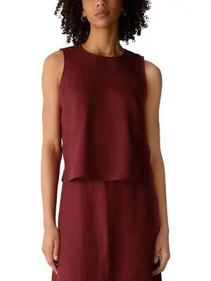 Eileen Fisher Round Neck Linen Top - Sdtom