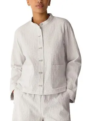 Eileen Fisher Mandarin Collar Jacket - Chalk