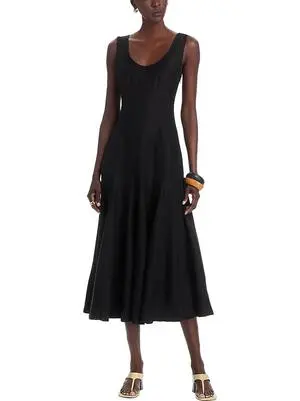 ARGENT Godet Midi Dress - Black