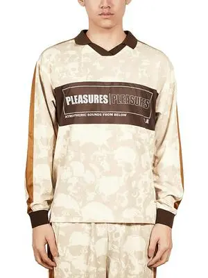 PLEASURES Despair Logo Skull Graphic Polo Jersey - Ecru