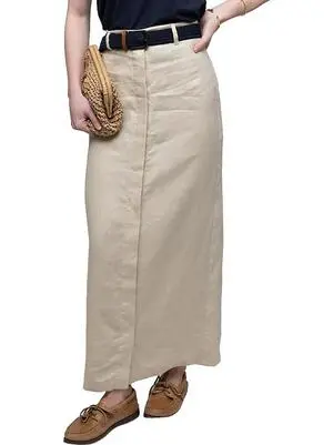 POINT Linen Sheath Skirt - Ecru