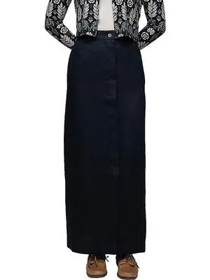 POINT Linen Sheath Skirt - Navy