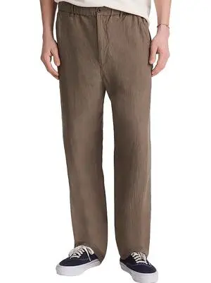 Madewell Regular Fit Linen Trousers - Olive
