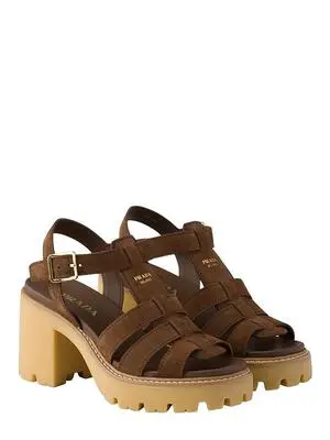 Prada High-heeled Platform Sandals - Brown