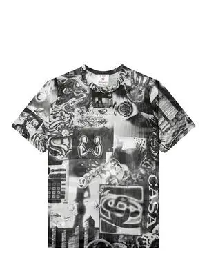 Casablanca Rave Collage Patchwork-print T-shirt - Grey