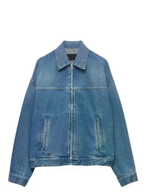 Prada Washed Denim Blouson Jacket - Blue