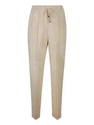 Kiton Check-pattern Drawstring Trousers - Neutrals