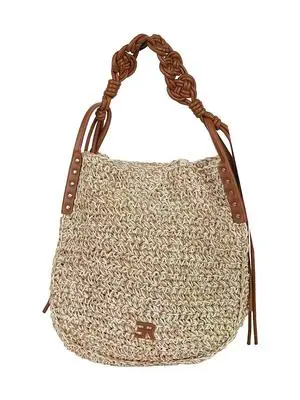 Ermanno Scervino Woven Knotted-handle Clutch - Neutrals