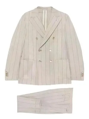 LUIGI BIANCHI MANTOVA Pinstripe Double-breasted Suit - Neutrals