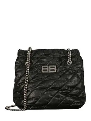 Balenciaga Small Quilted Crush Tote - Black