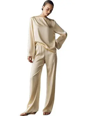 SEROYA Lillian Satin Pants - Butter