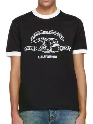 Amiri Eagle-print Ringer T-shirt - Black