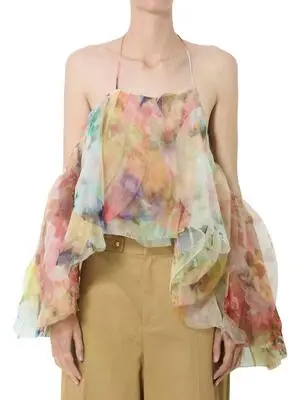 Zimmermann Luna Floral Print Ruffled Off-shoulder Blouse - Multicolour