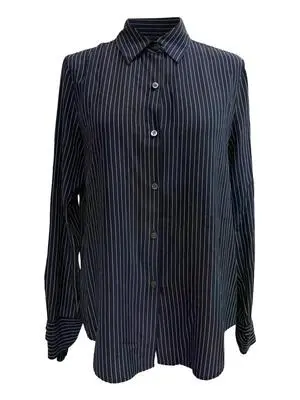 THEORY Tie-Cuff Pinstripe Blouse