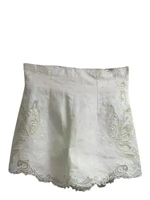 Zimmermann Embroidered Linen Shorts - White