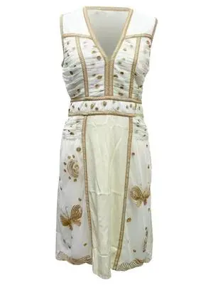 Diane Von Furstenberg Embroidered V-neck Shift Dress - White