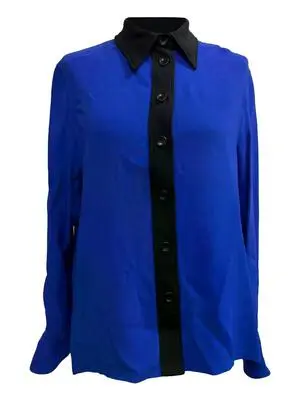 JOSEPH Two-tone Button-down Blouse - Blue