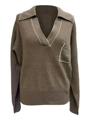 Sandro Knitted Collared Sweater - Neutrals