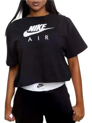 Nike Logo-print Cropped T-shirt - Black