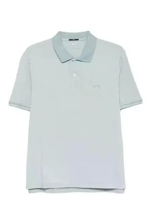 C.P. COMPANY Logo-patch Tipped-cuff Polo Shirt - Blue