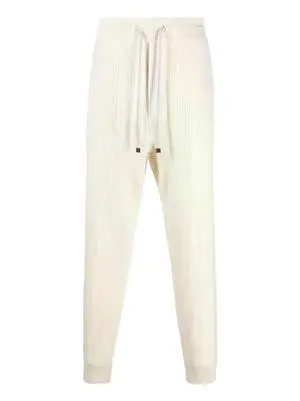 Brunello Cucinelli Ribbed-knit Drawstring Track Pants - Neutrals