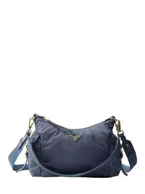 Prada Large Re-nylon And Leather Shoulder Bag - Blue
