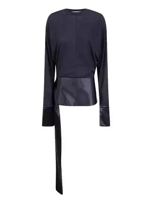 DARKPARK Satin-trim Long-sleeve Blouse - Blue