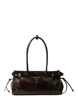 Prada Bonnie Medium Leather Handbag - Brown