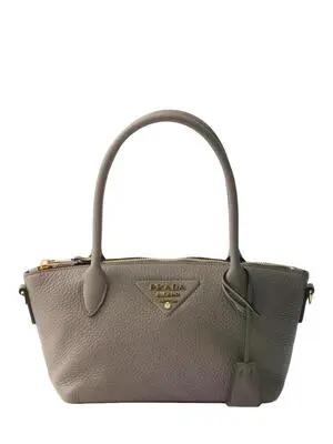Prada Leather Mini Handbag - Grey