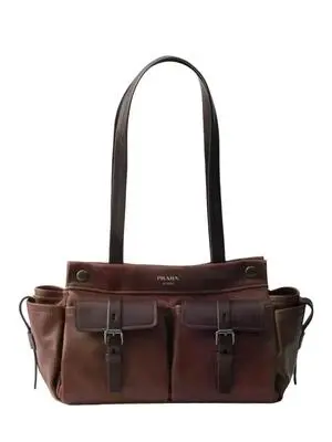 Prada Medium Leather Tote Bag - Brown