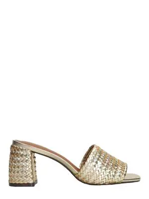 AREZZO Woven Block-heel Sandals - Gold