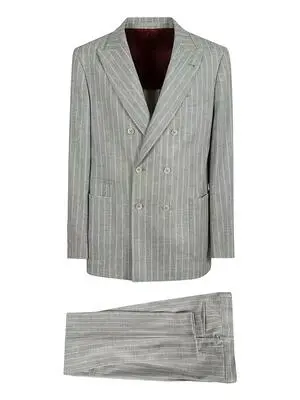 Brunello Cucinelli Pinstripe Double-breasted Suit - Grey