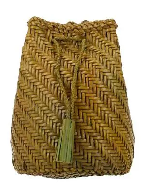 Dragon Diffusion Pompom Double Jump Woven Clutch - Brown