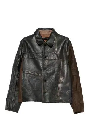 ALAINPAUL Panelled Leather Jacket - Black