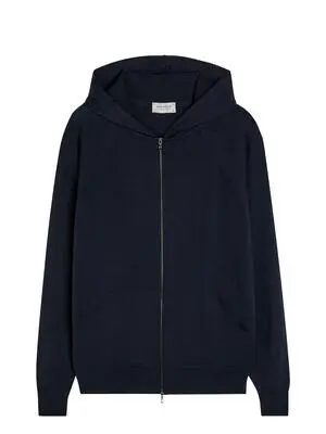 John Smedley Carty Hooded Zip-through Wool Jumper - Navy