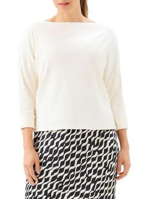 Karen Kane Ribbed Boatneck Top - Cream