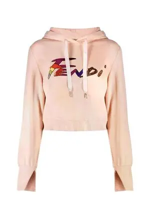 Fendi Embroidered Logo Hoodie - Pink