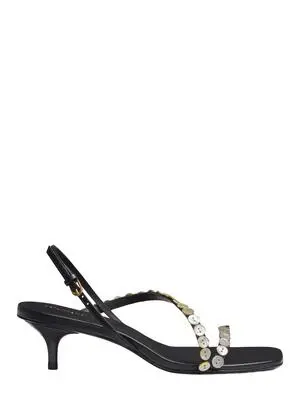 REFORMATION Shoshana Heeled Sandal With Shell Buttons - Black