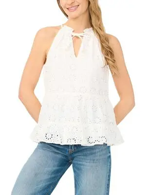 CECE DUPRAZ Eyelet Halter Top - Ultra White