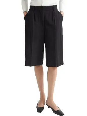 TOTEME Wide Leg Knee-length Shorts - Black