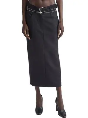 Vaquera Zip-off Waistband Wool Skirt - Black