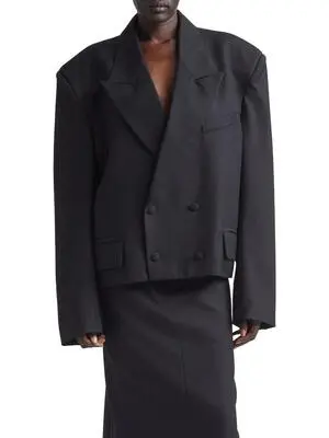 Vaquera Slouchy Double-breasted Wool Jacket - Black