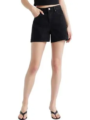 Mango Denim Straight-leg Shorts - Black Denim