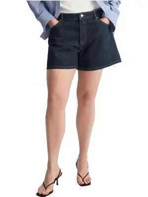 Mango Denim Straight-leg Shorts - Dark Blue