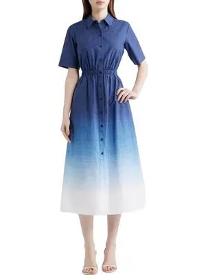 Anne Klein Short Sleeve Shirtdress - Distant Mountain Multi