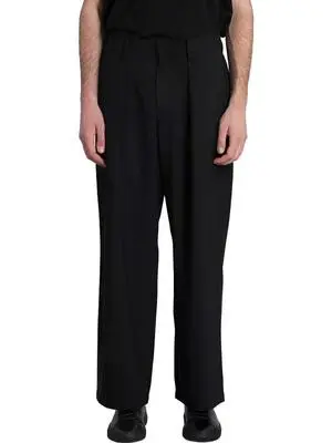 Attachment Pleated Wide-leg Trousers - Black