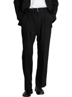 Attachment Belted Pleated Trousers - Black