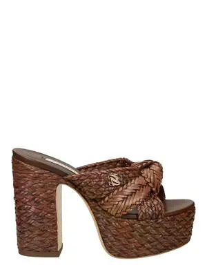 Casadei Woven Platform Sandals - Brown